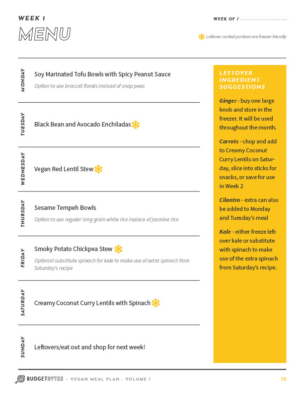 Vegan Meal Plan Volume 1 Budget Bytes Vegan Meal Plan Volume 1 Budget Bytes